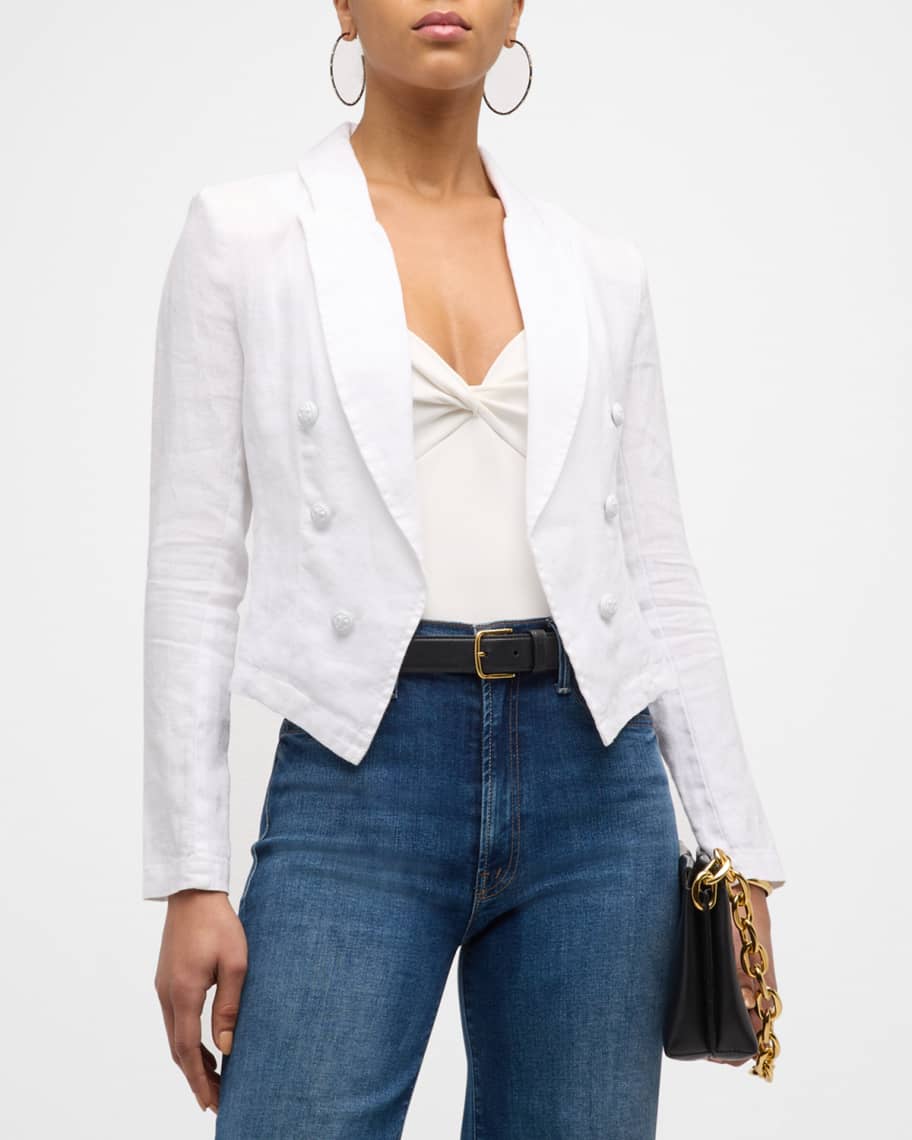 L'Agence Wayne Cropped Double-Breasted Jacket | Neiman Marcus