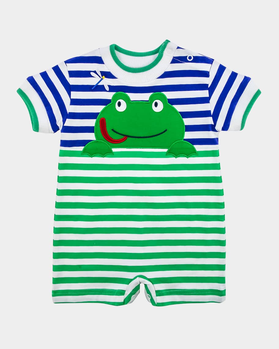 Florence Eiseman Boy's Striped Embroidered Frog Shortall, Size 3M-24M ...