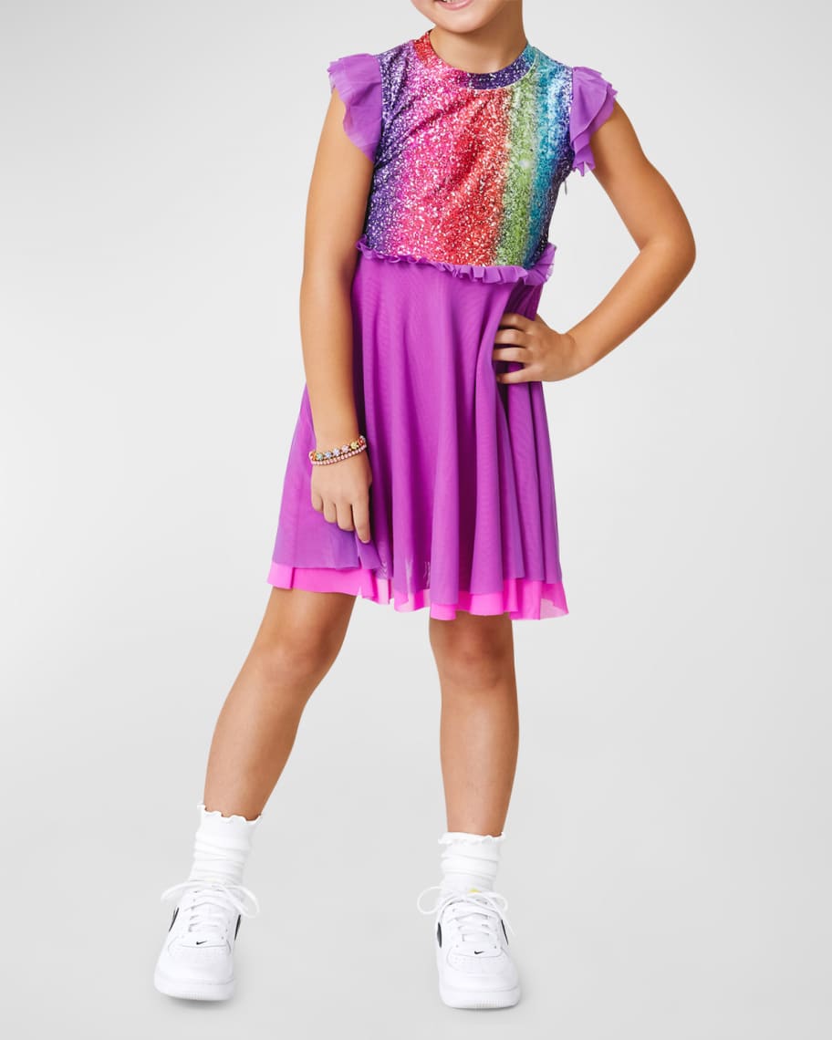 Terez Girl's Rainbow Glitter Princess Layered Dress, Size 7-14 | Neiman ...