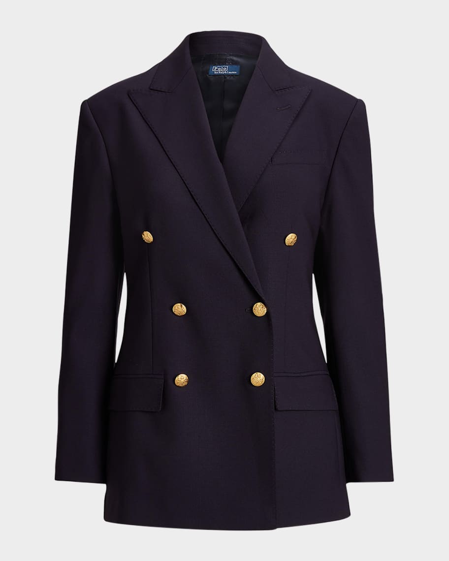 Polo Ralph Lauren Wool Blend Double Breasted Blazer Neiman Marcus
