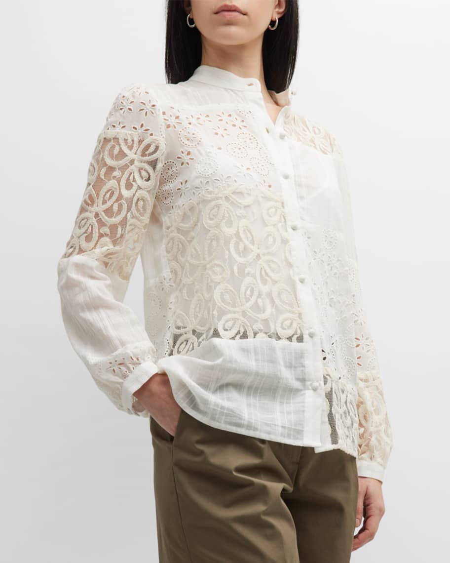 Johnny Was Carmen Patchwork Button-Down Shirt | Neiman Marcus