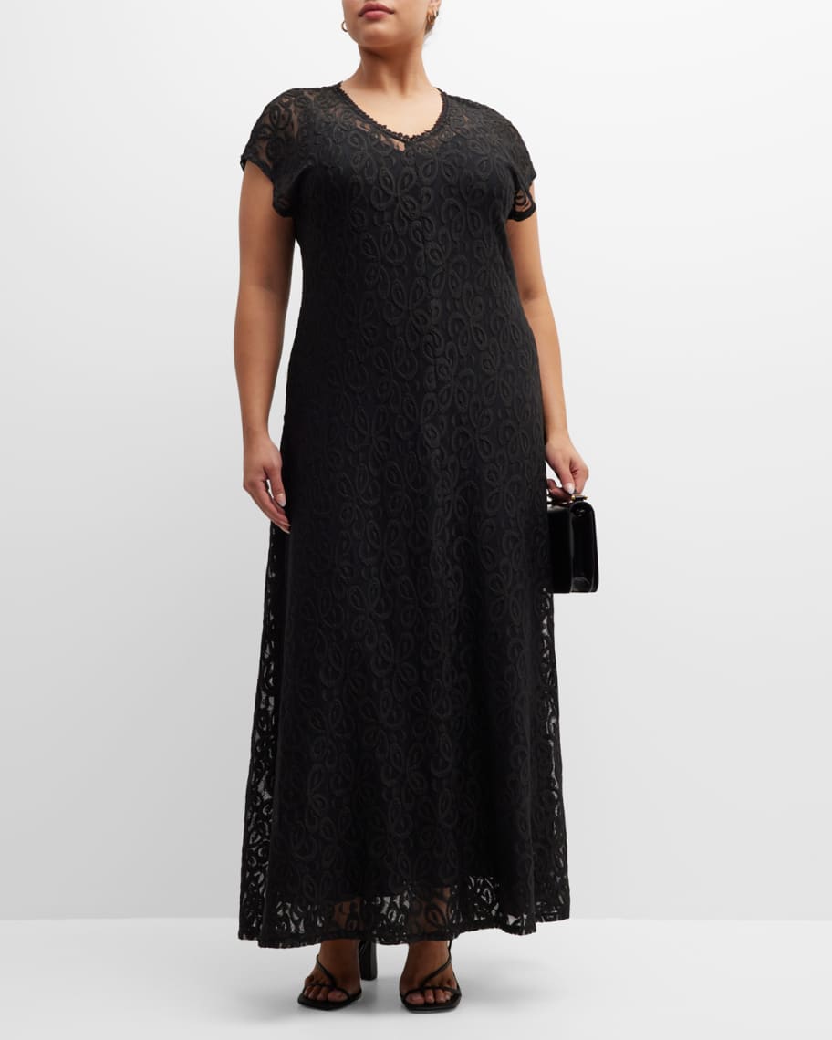 Johnny Was Plus Size Corinne Sheer Lace Maxi Dress | Neiman Marcus