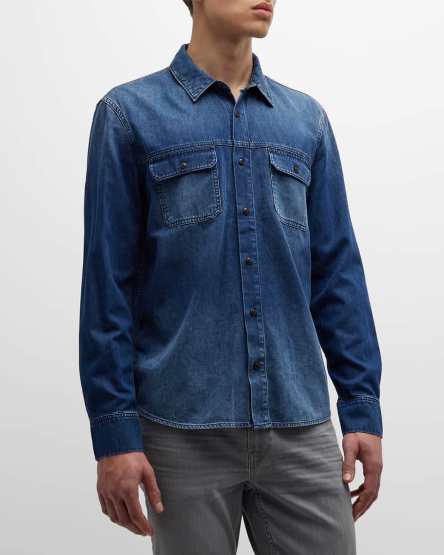 PAIGE Men's Abraham Chambray Sport Shirt | Neiman Marcus