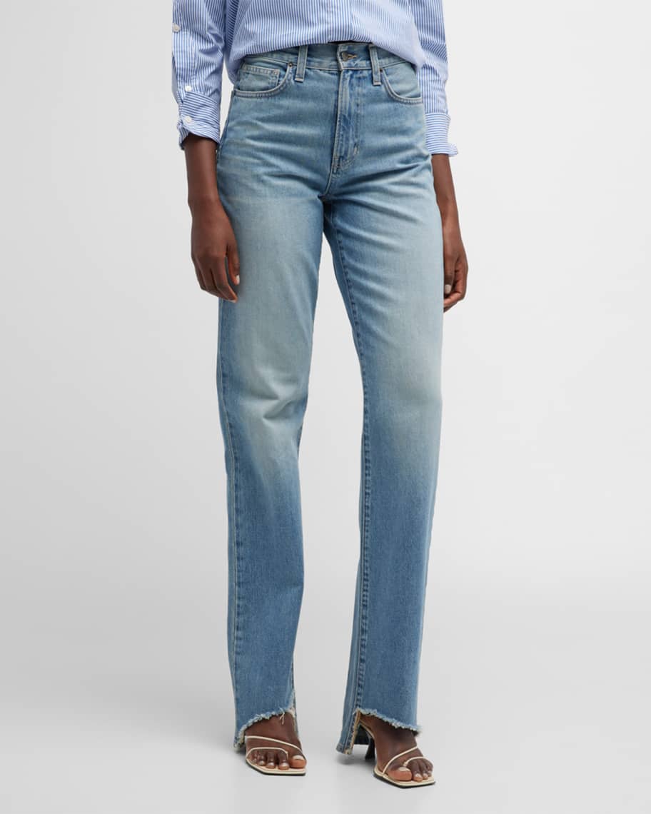 Veronica Beard Dylan Straight Step Hem Jeans | Neiman Marcus
