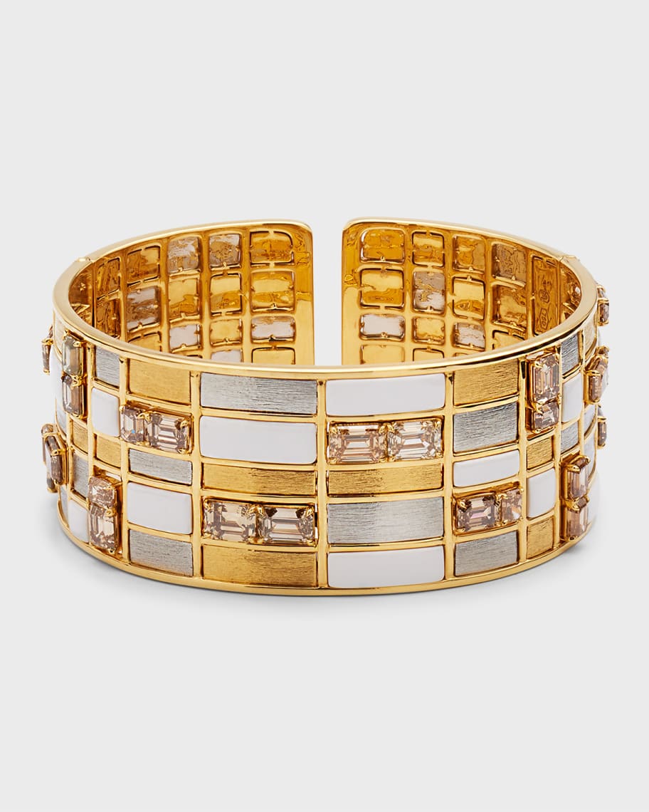 Etho Maria 18K Yellow Gold and Platinum Bracelet with Brown Diamonds ...