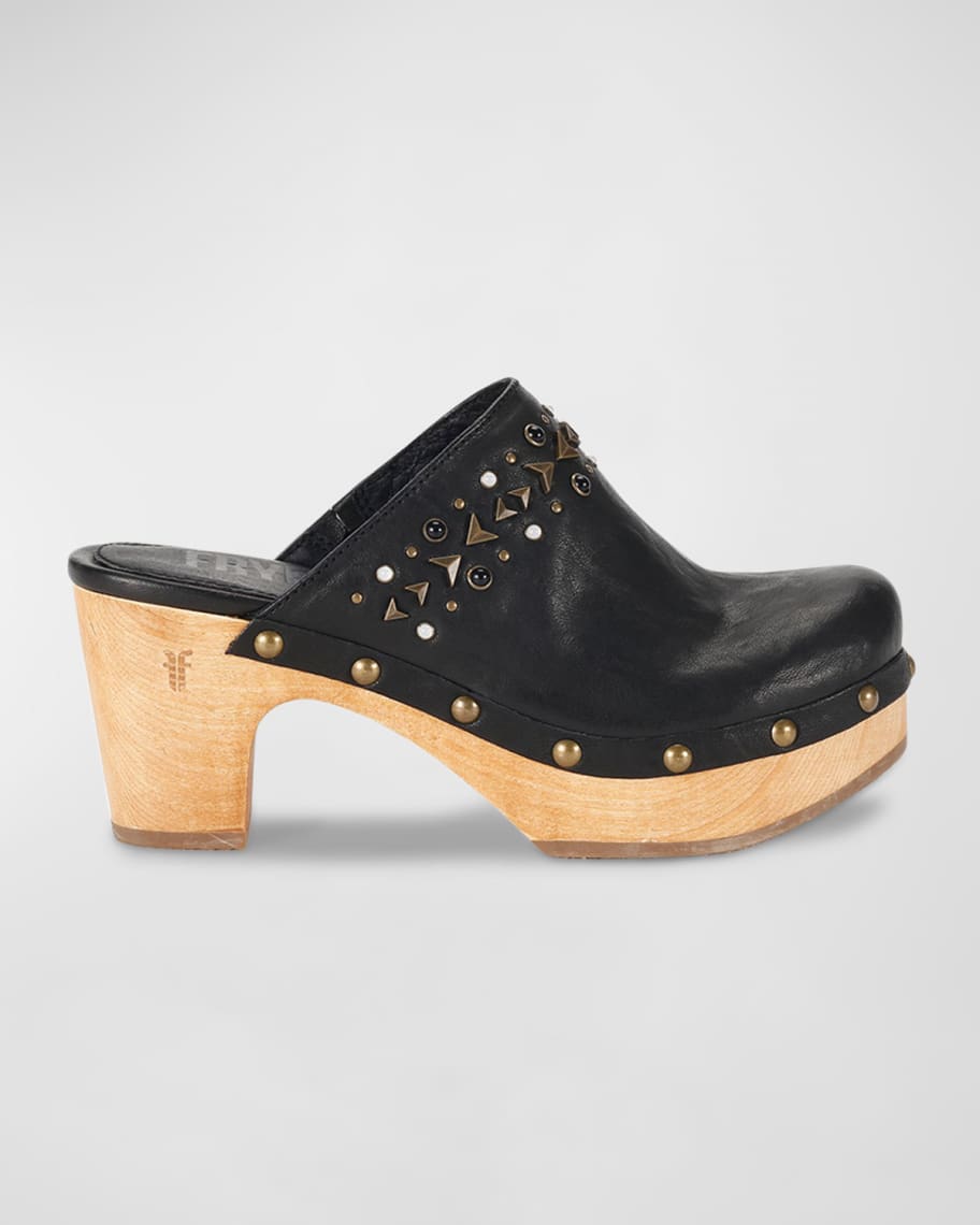 Frye Jessica Studded Leather Clogs | Neiman Marcus