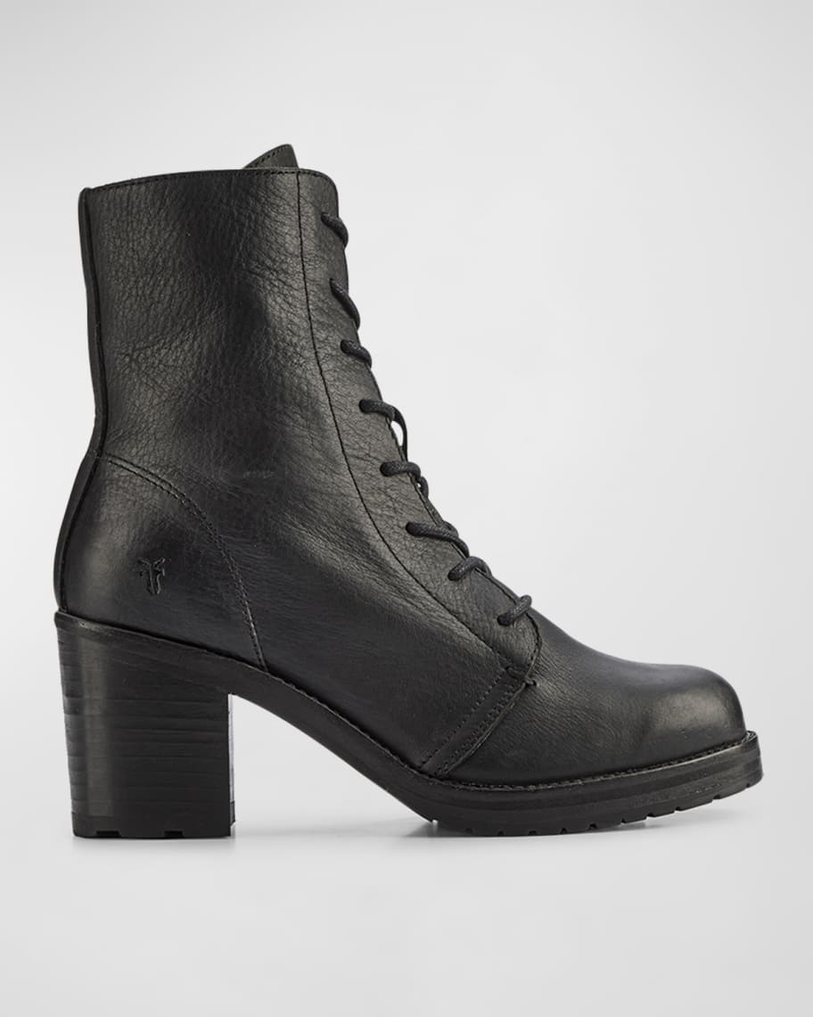 Frye Karen Leather Heeled Combat Boots | Neiman Marcus