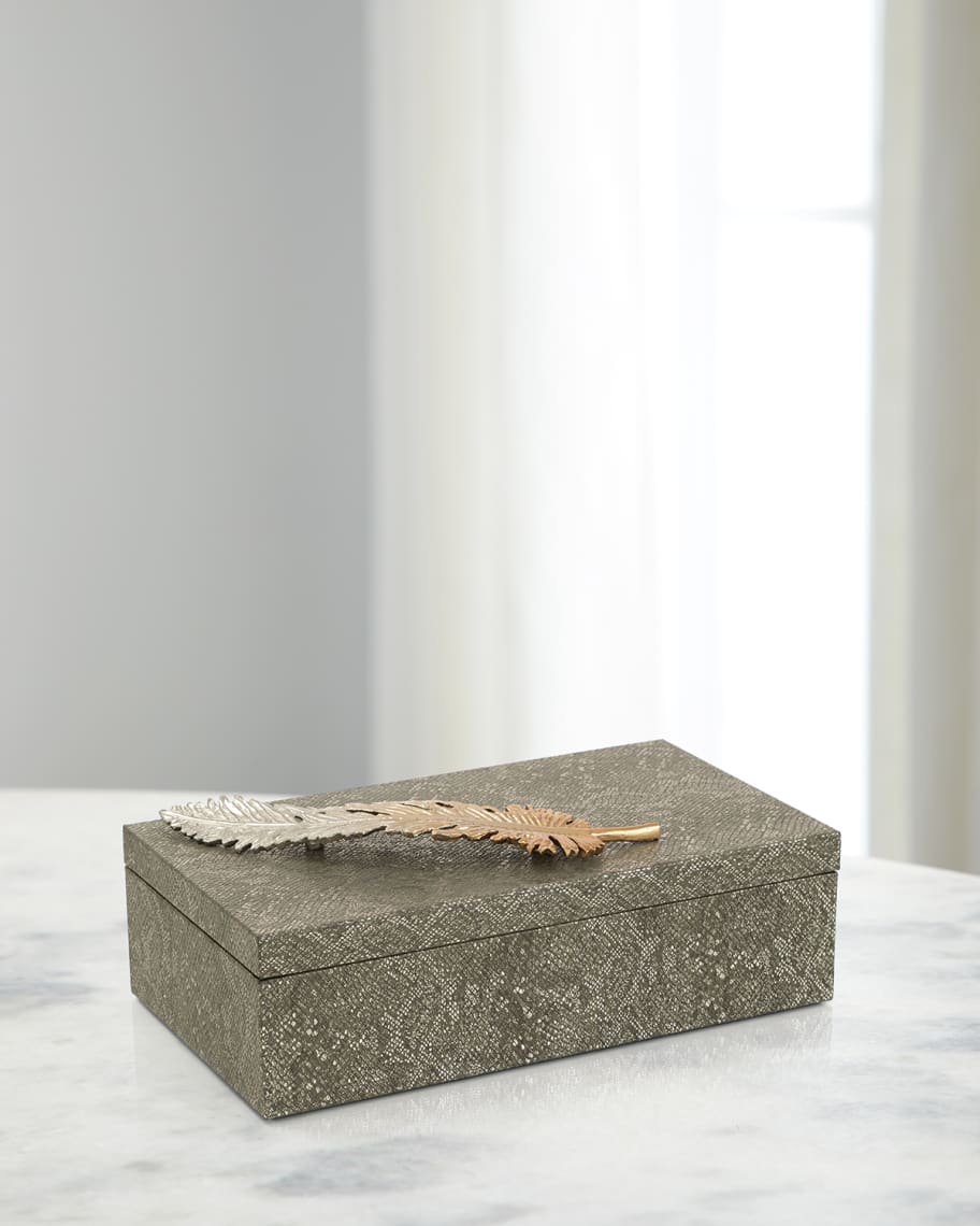 John-Richard Collection Feathered Vegan Snakeskin Box | Neiman Marcus