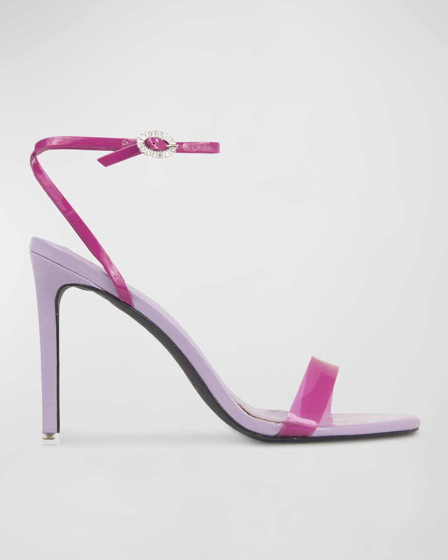 Black Suede Studio Carrie Transparent Ankle-Strap Sandals | Neiman Marcus