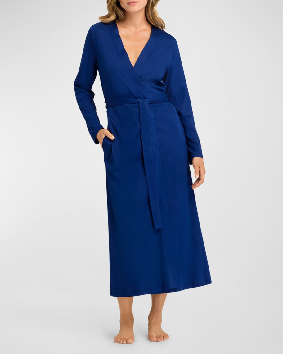 Hanro Paola Lace-Inset Cotton Robe | Neiman Marcus