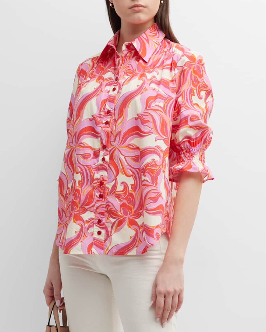 Finley Sirena Pinwheel-Print Button-Down Shirt | Neiman Marcus