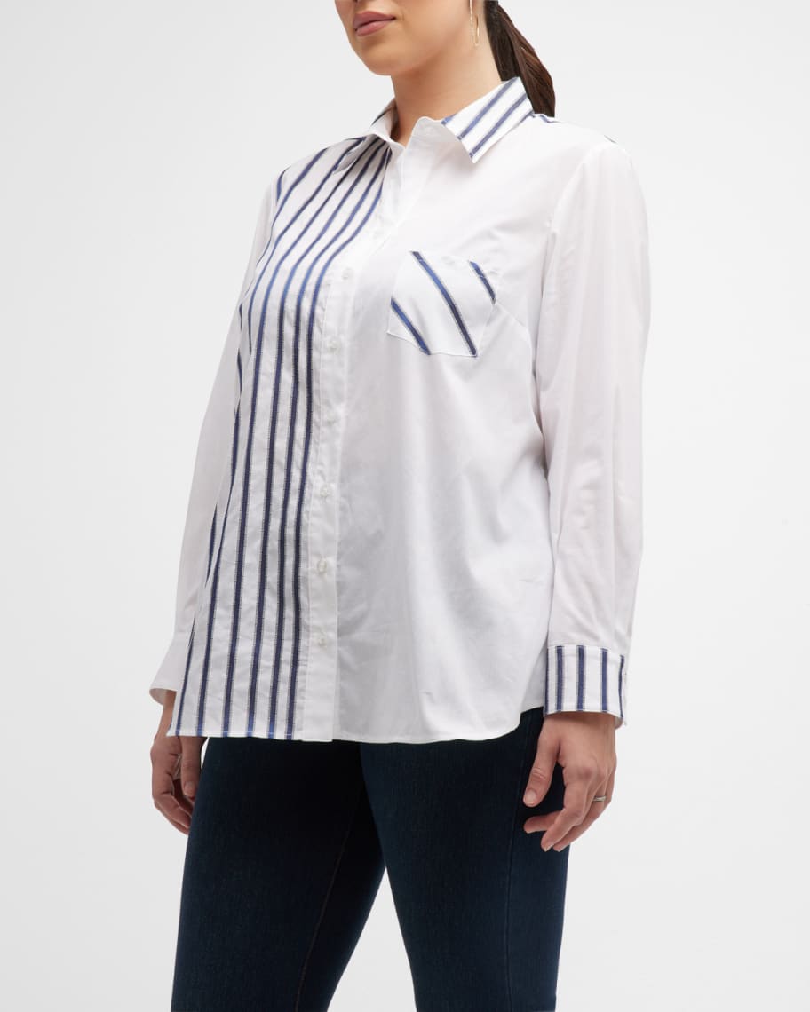 Finley Plus Size Alex Striped Button-Down Shirt | Neiman Marcus