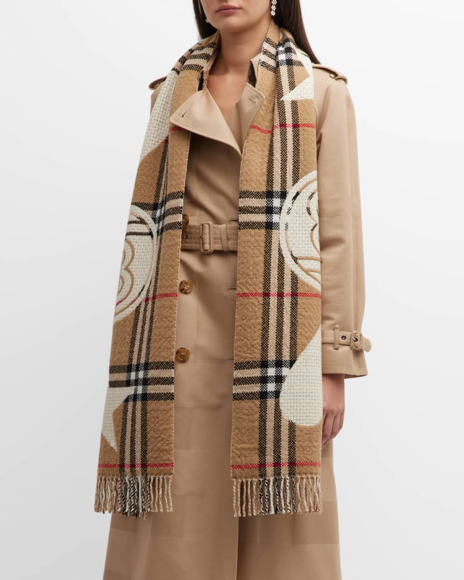 Burberry Giant Check Cashmere-Blend Scarf | Neiman Marcus