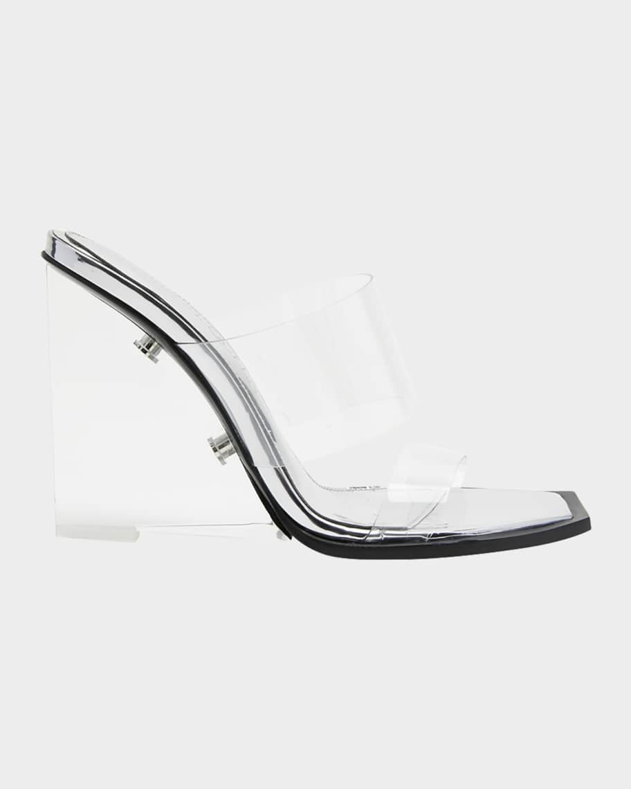 Alexander McQueen Vinyl Dual-Band Clear Wedge Sandals | Neiman Marcus