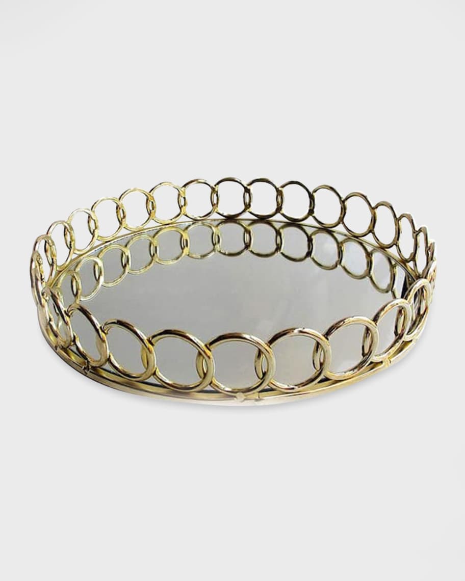 American Atelier Looped Golden Round Tray, 15"Dia | Neiman Marcus