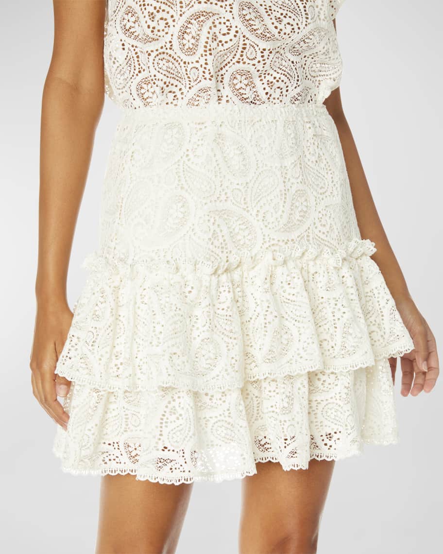 Robert Graham Marisol Tiered Lace Mini Skirt | Neiman Marcus