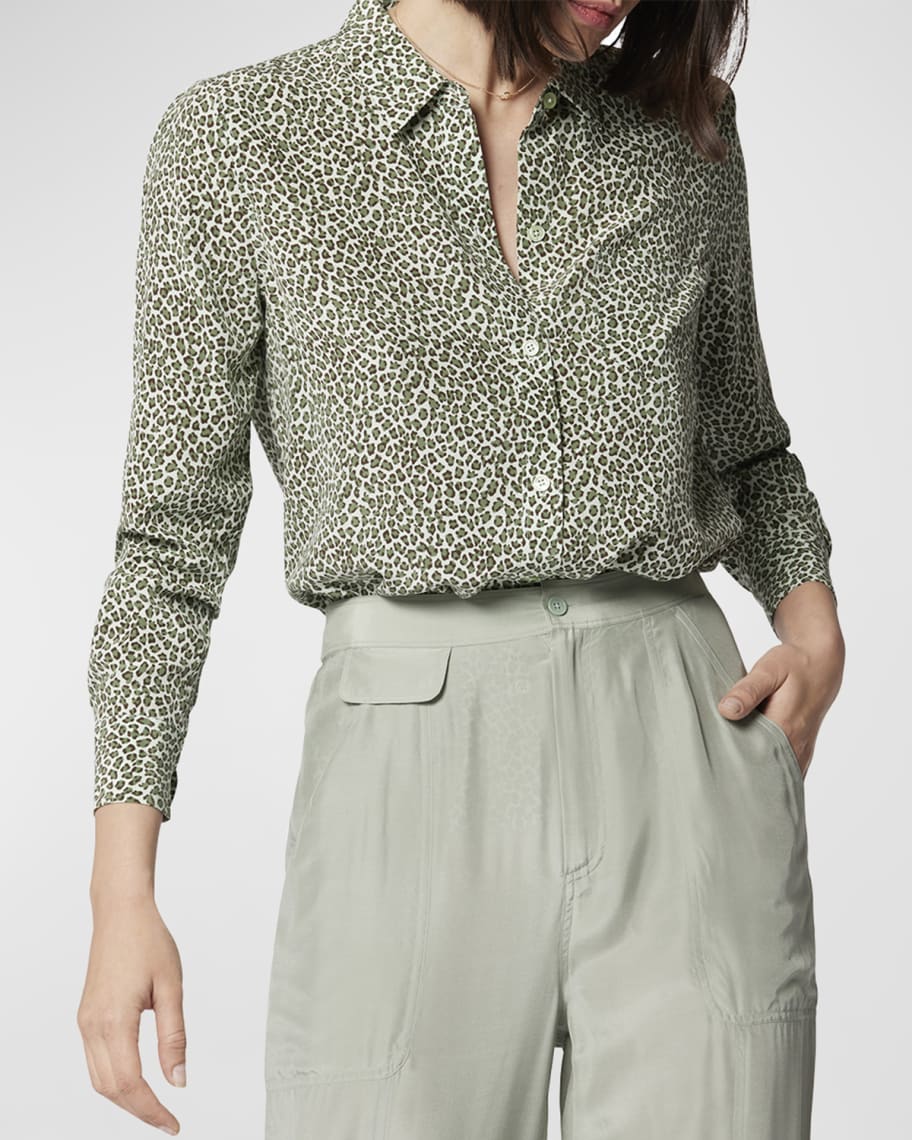 Equipment Leema Leopard-Print Button-Down Satin Shirt | Neiman Marcus