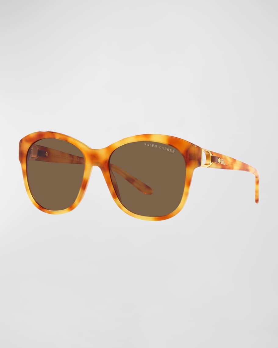 Lauren Ralph Lauren RL Monogram Round Acetate Sunglasses | Neiman Marcus