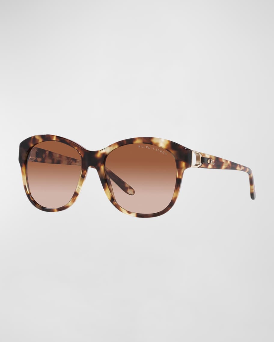 Lauren Ralph Lauren Cut-Out Round Acetate Sunglasses | Neiman Marcus