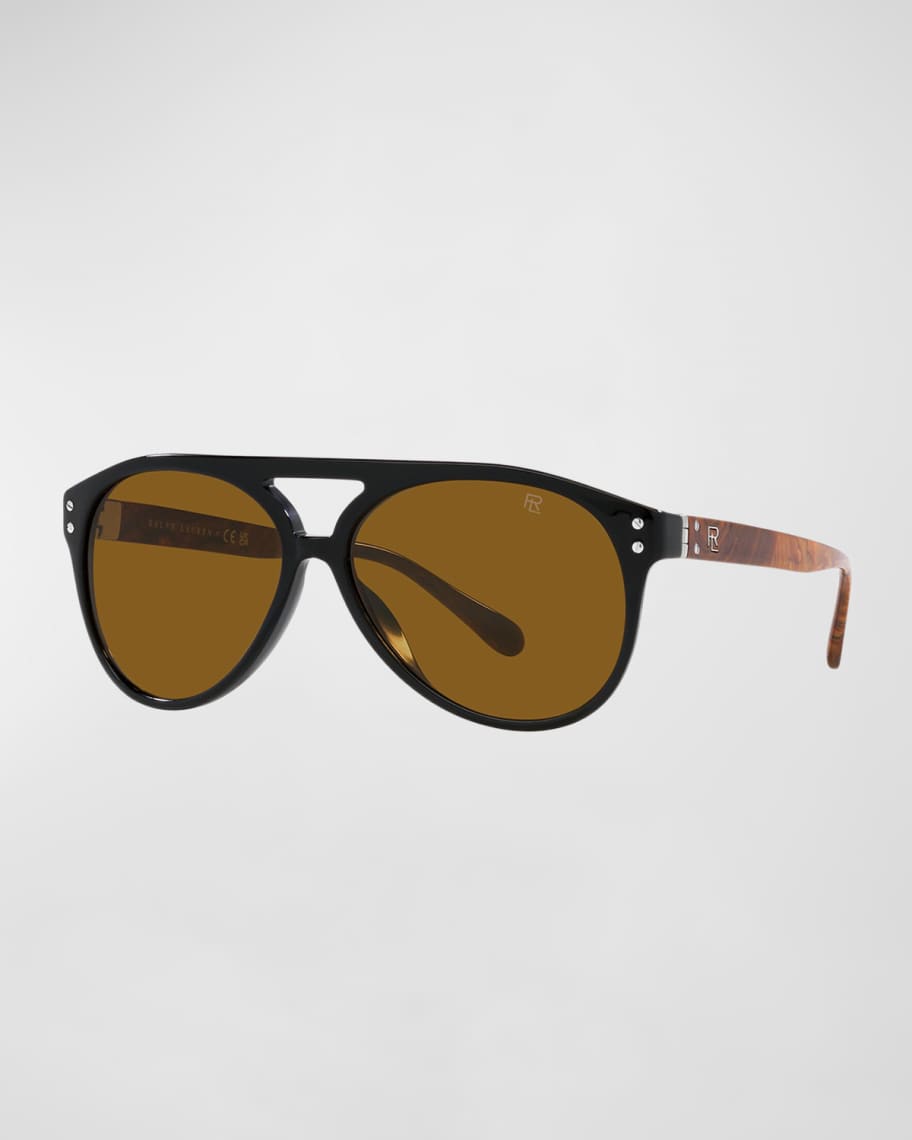 Lauren Ralph Lauren RL Monogram Acetate Aviator Sunglasses | Neiman Marcus