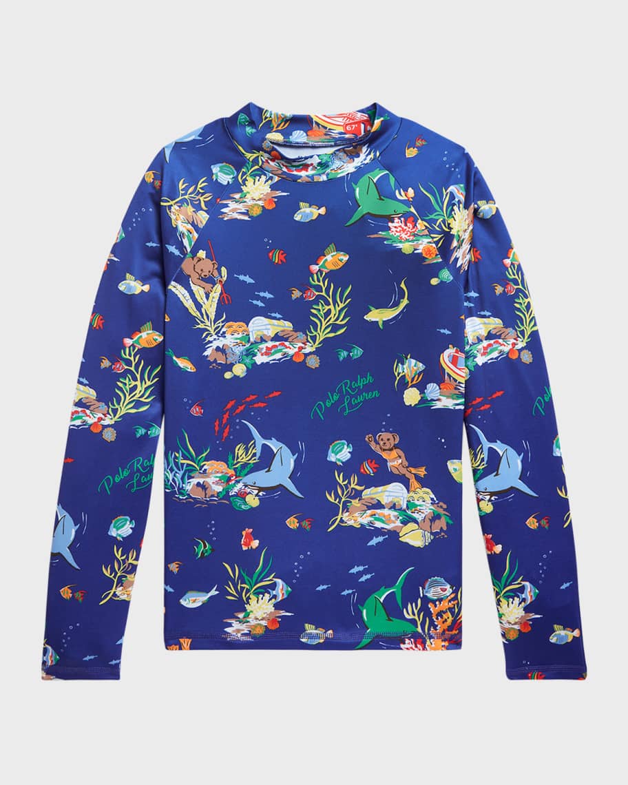 Ralph Lauren Childrenswear Boy's Traveler Polo Bear Rash Guard, Size S ...