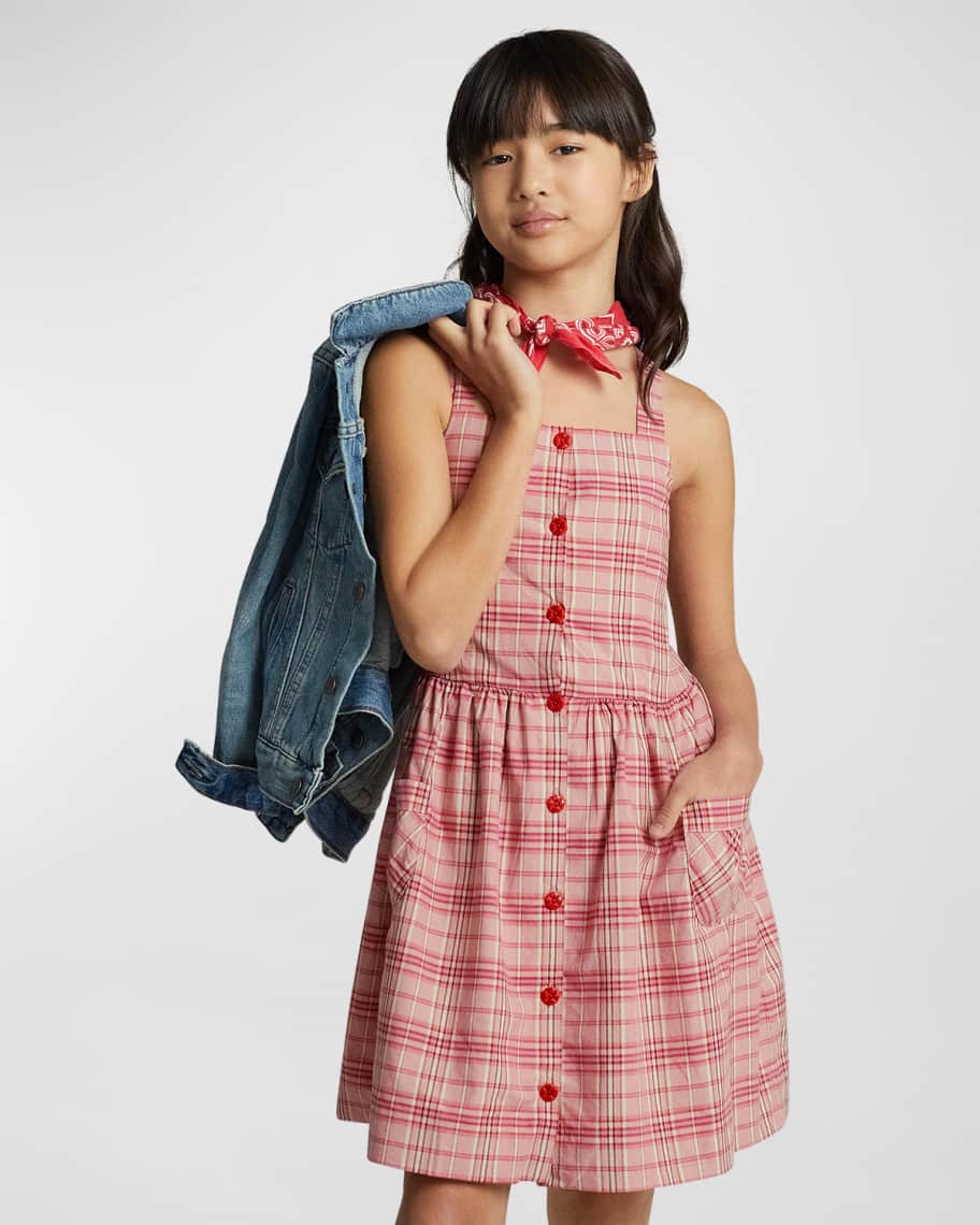 Ralph Lauren Childrenswear Girl's Plaid-Print Poplin Dress, Size 8-16 ...