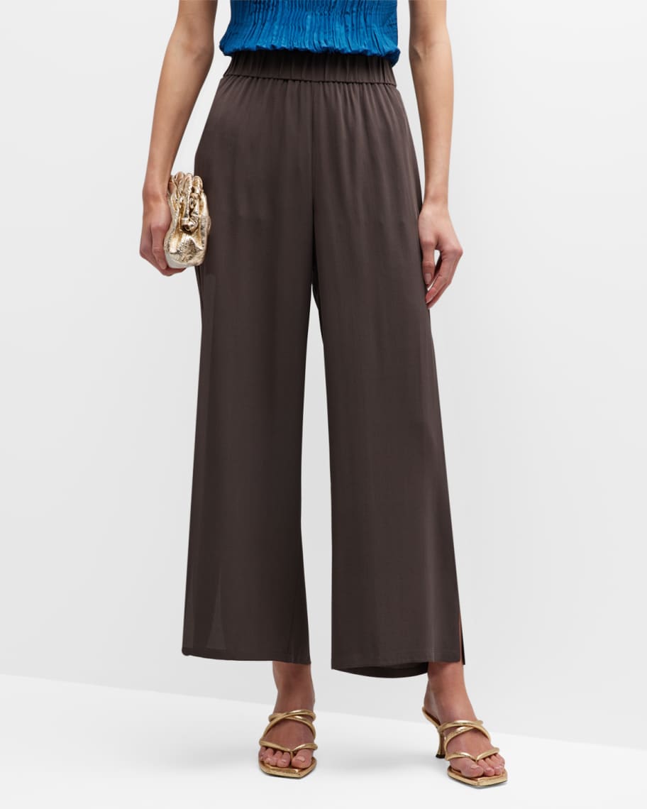 Eileen Fisher Petite Cropped Wide-Leg Side-Slit Pants | Neiman Marcus