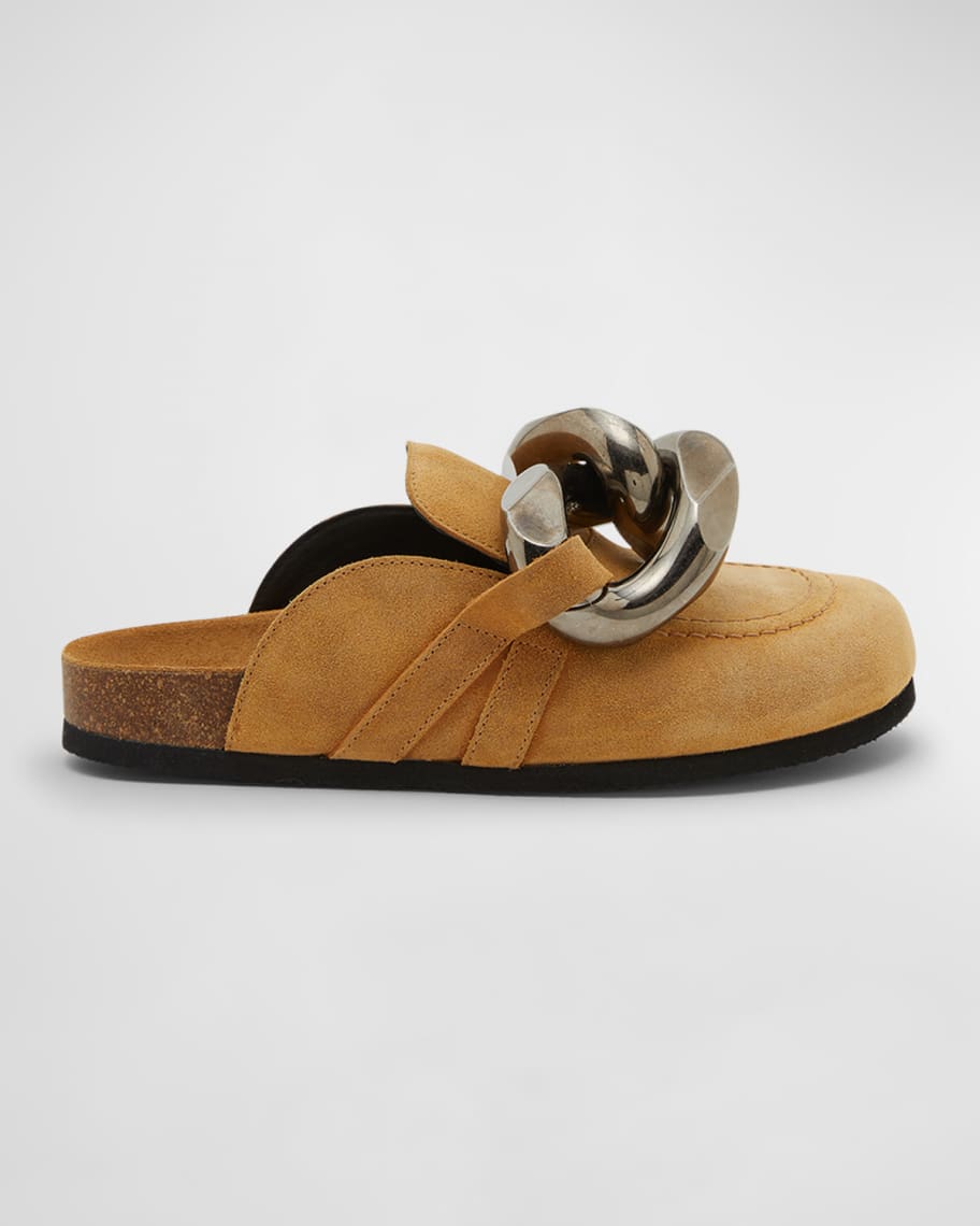 JW Anderson Suede Chain Loafer Mules | Neiman Marcus