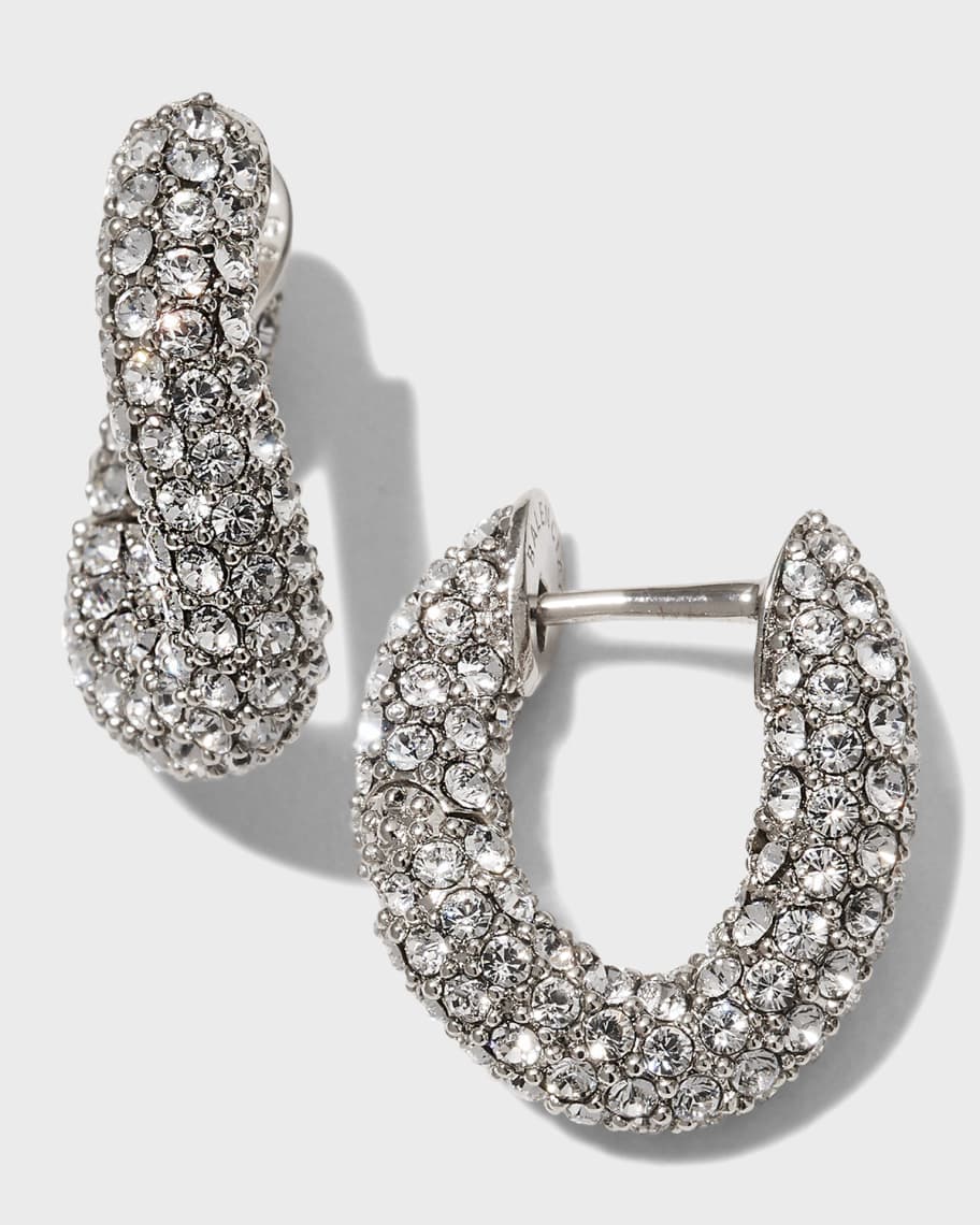 Balenciaga Pave Crystal Loop Earrings | Neiman Marcus
