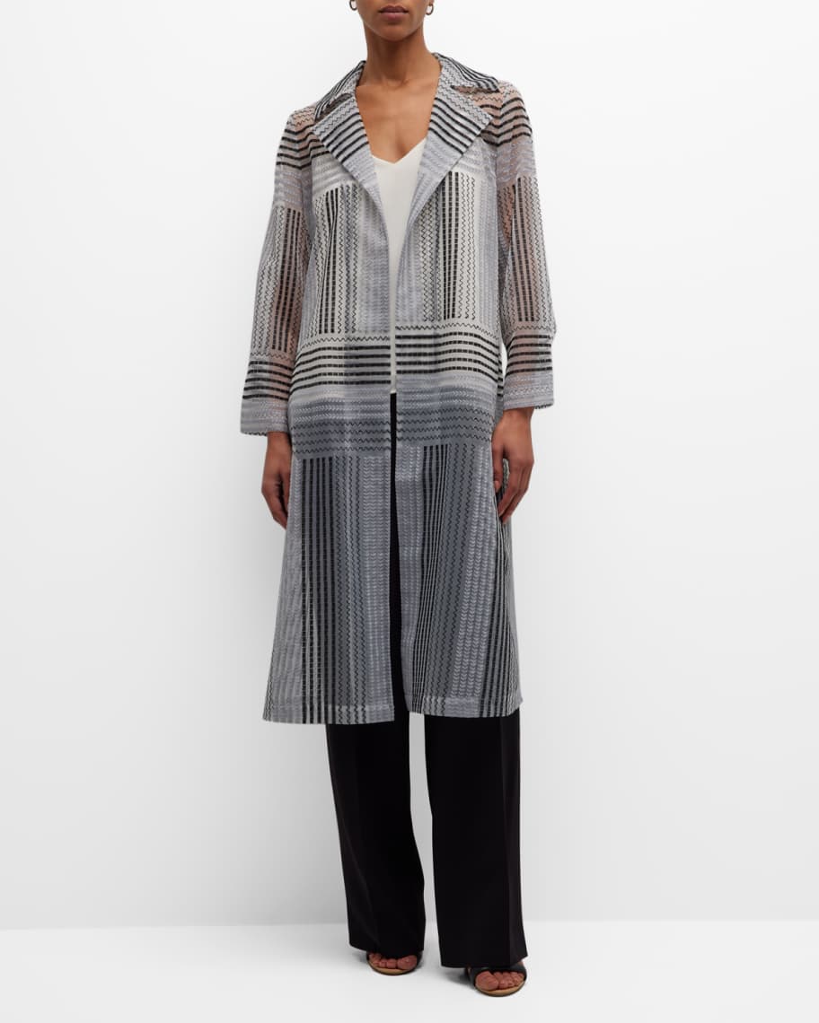 Misook Embroidered Open-Front Organza Duster | Neiman Marcus
