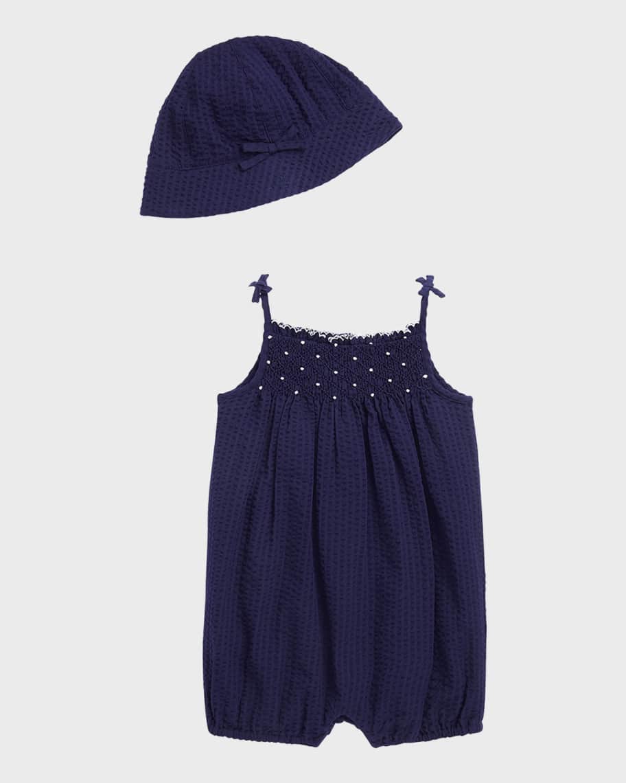 Ralph Lauren Childrenswear Girl's Hand Smocked Shortall & Bucket Hat ...