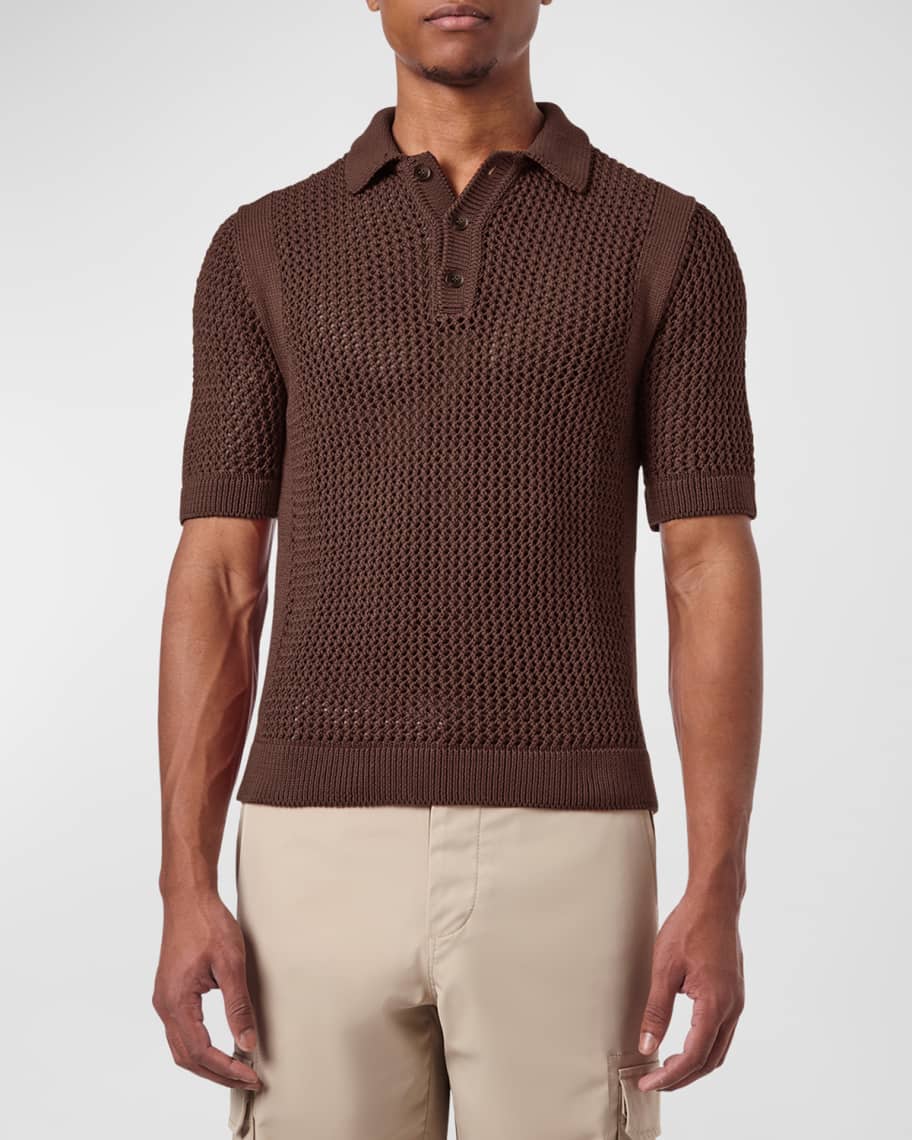 TEDDY VONRANSON Men's Open Knit Polo Shirt | Neiman Marcus