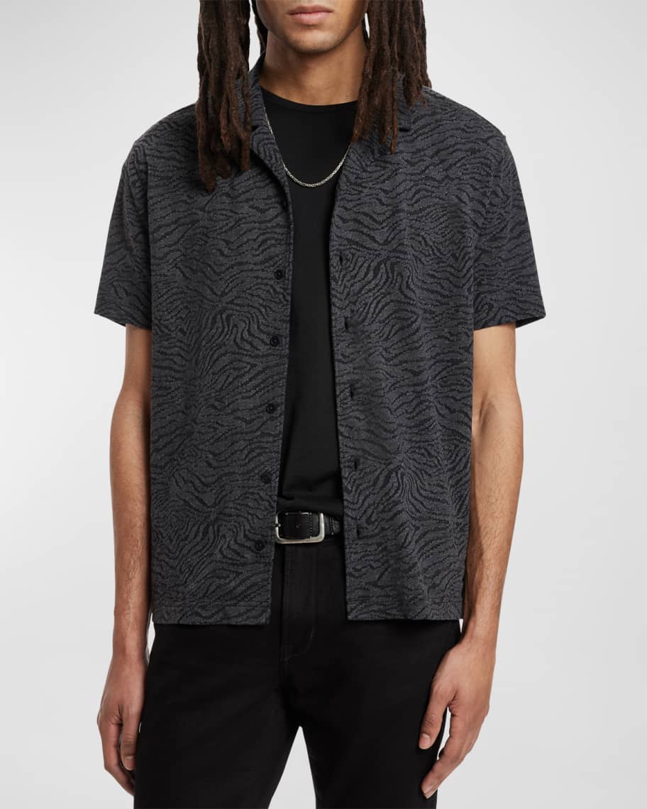 John Varvatos Men's Lawrence Zebra Jacquard Camp Shirt | Neiman Marcus