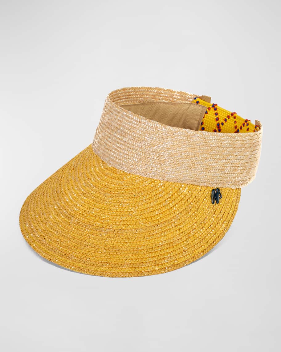 Raffaello Bettini Wide Brim Straw Visor | Neiman Marcus