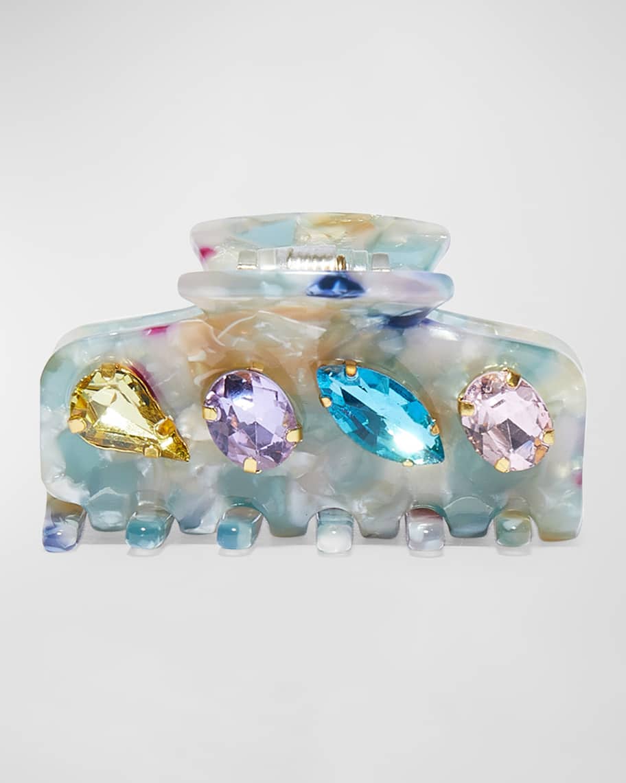 Lele Sadoughi Mini Blue Embellished Claw Clip | Neiman Marcus
