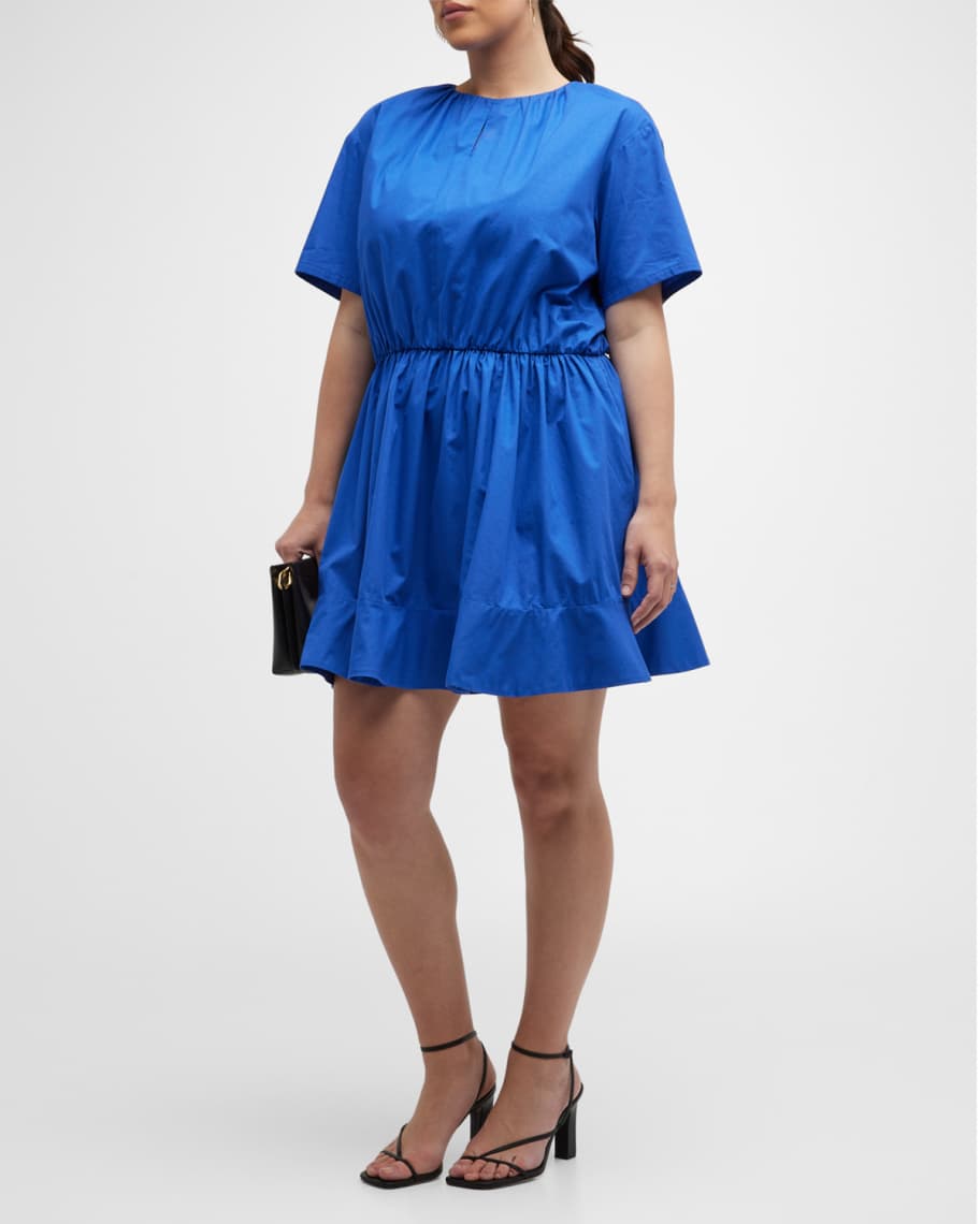 Whitney Morgan Plus Size Ruched Keyhole A-Line Cotton Dress | Neiman Marcus