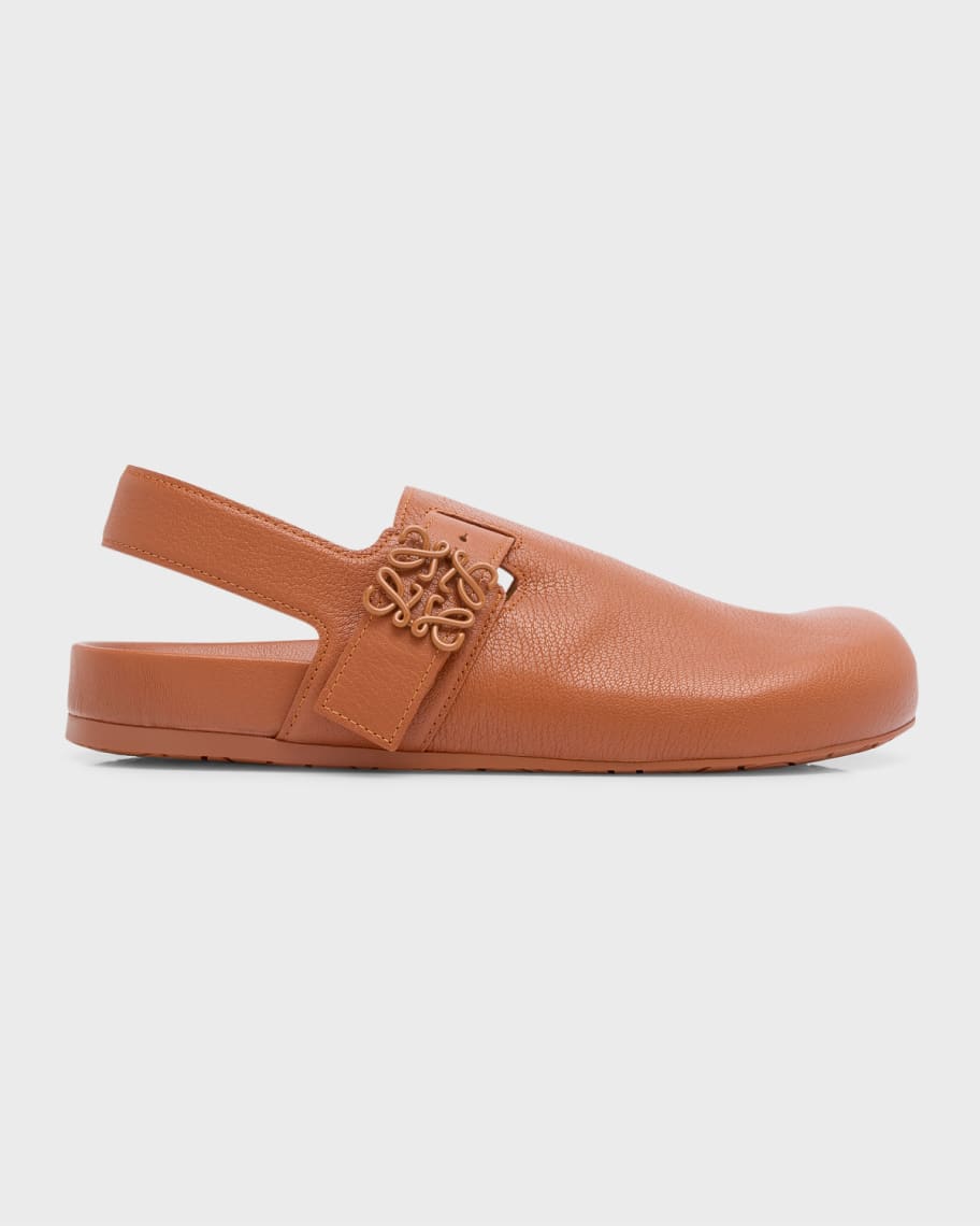 Loewe Men's Anagram Ease Leather Mule Sandals | Neiman Marcus