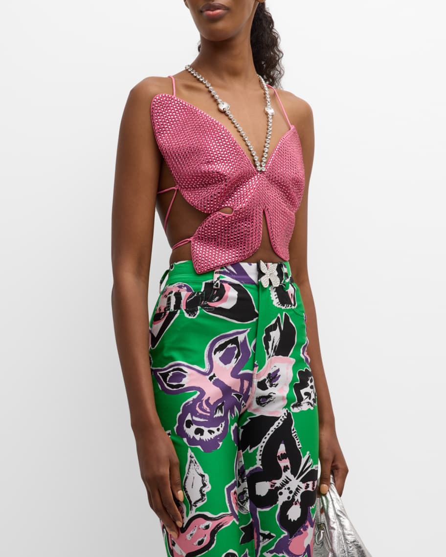AREA Crystal Butterfly Top | Neiman Marcus