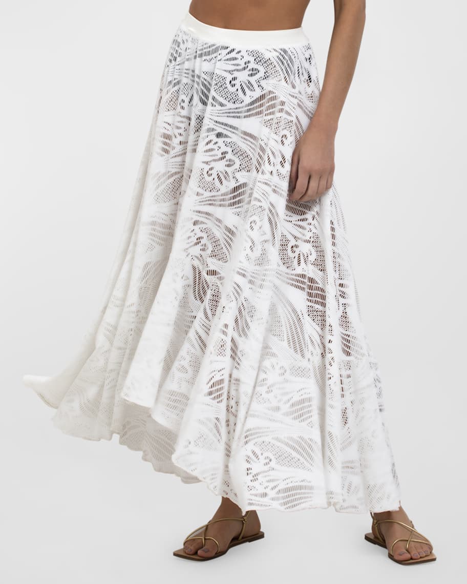 PatBO Metallic Lace Beach Skirt | Neiman Marcus