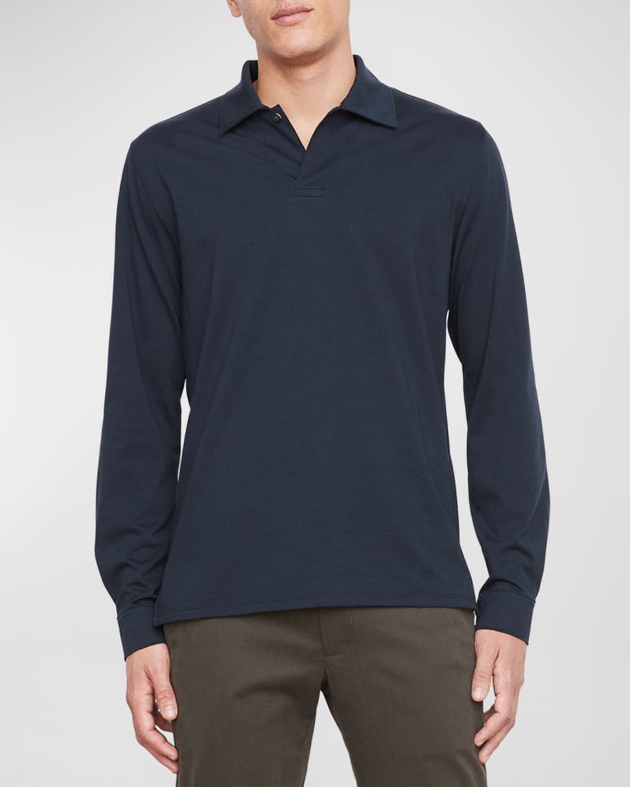 Vince Men's Pima Cotton Long-Sleeve Polo Shirt | Neiman Marcus