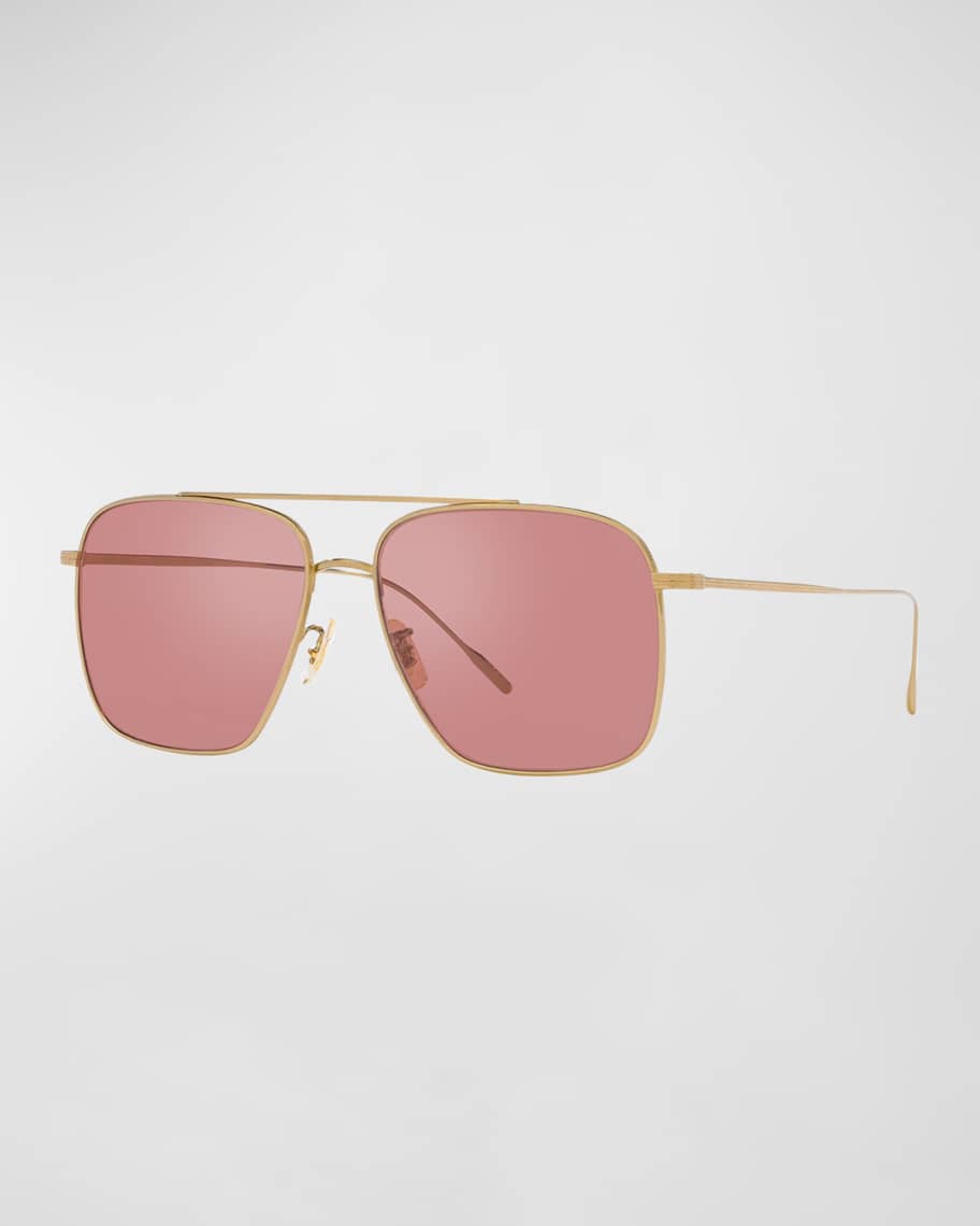 Oliver Peoples Dresner Titanium & Crystal Aviator Sunglasses | Neiman ...