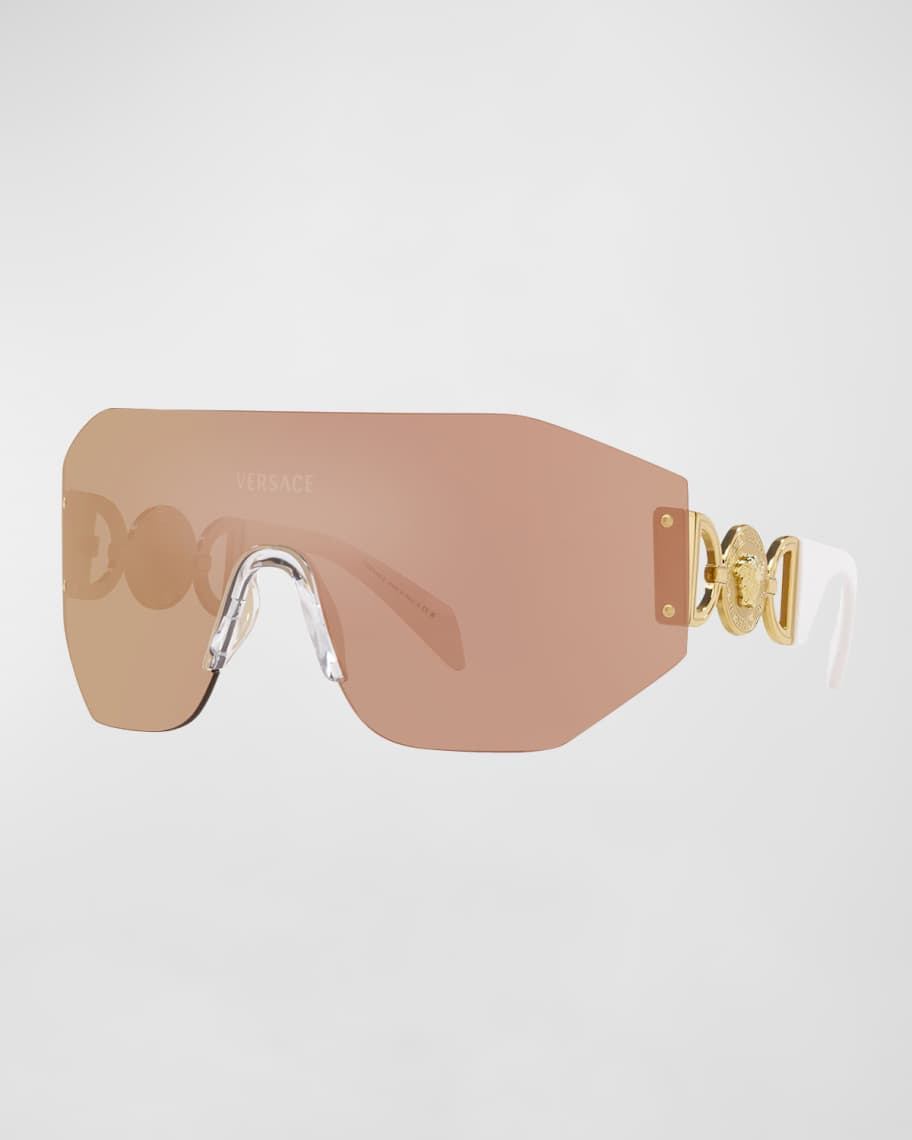 Versace Rimless Medusa Metal & Plastic Shield Sunglasses | Neiman Marcus
