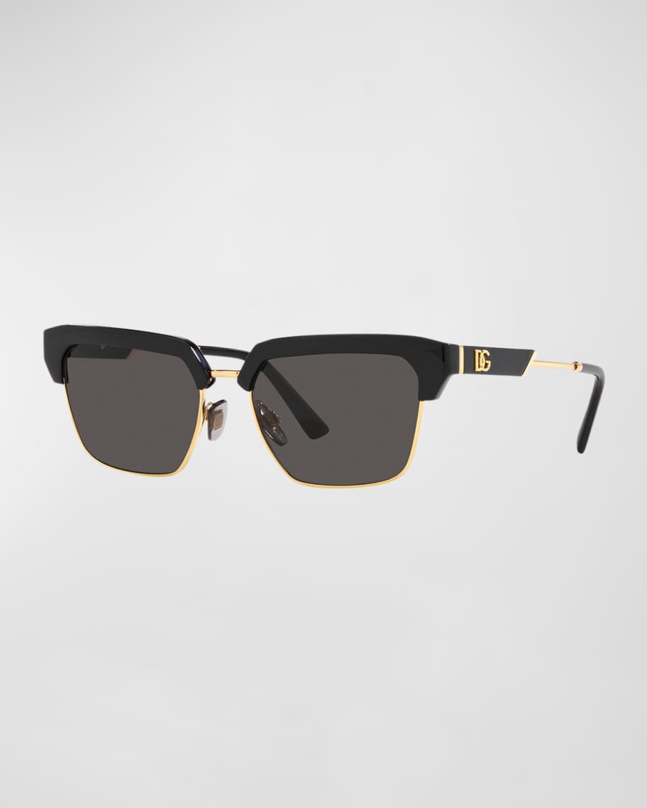 Dolce&Gabbana Men's Half-Rim Rectangle Sunglasses | Neiman Marcus