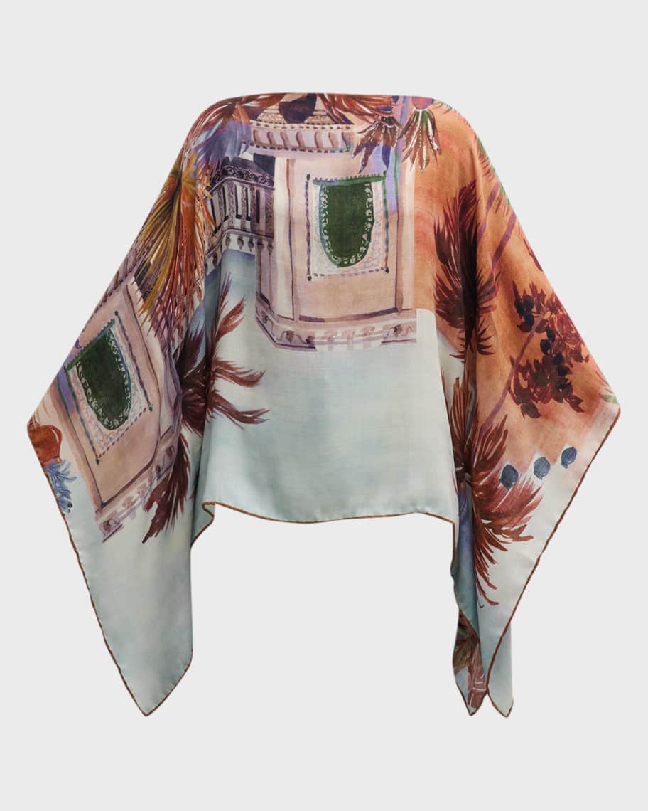 Rani Arabella Roma Cashmere-Blend Poncho | Neiman Marcus