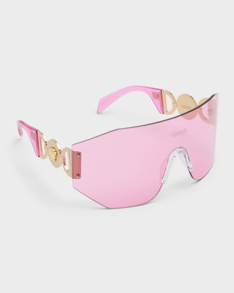 Versace Medusa Logo Metal & Acetate Shield Sunglasses | Neiman Marcus