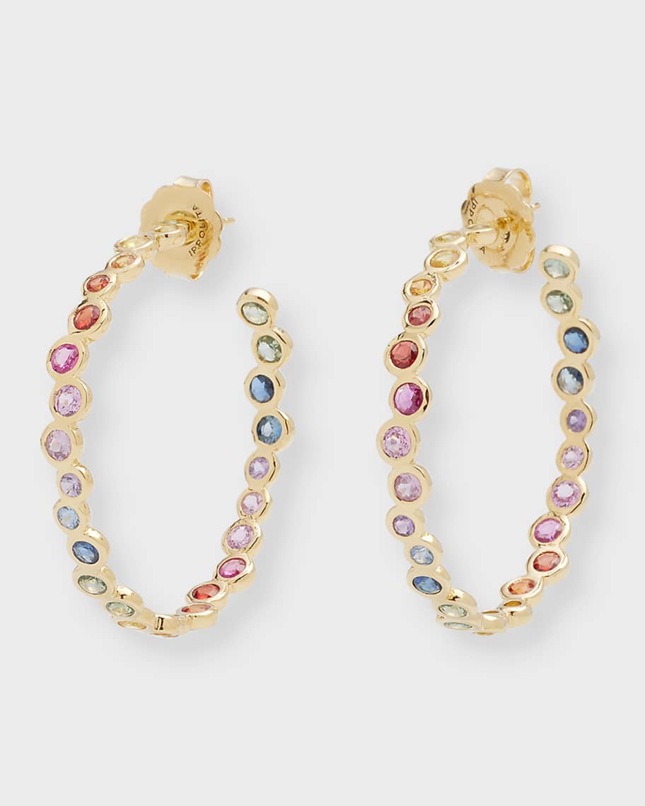 Ippolita 18K Starlet Hoop Earrings in Sapphire Rainbow | Neiman Marcus