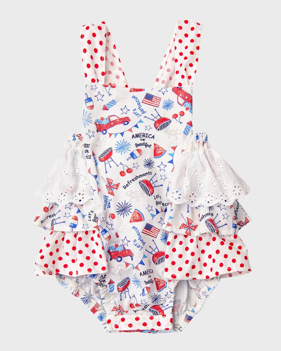Haute Baby Girl's Stars And Stripes Mixed-Prints Romper, Size 3M-24M ...