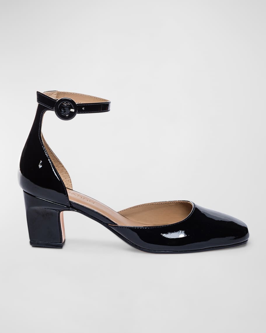 Bernardo Remy Patent Ankle-Strap Pumps | Neiman Marcus