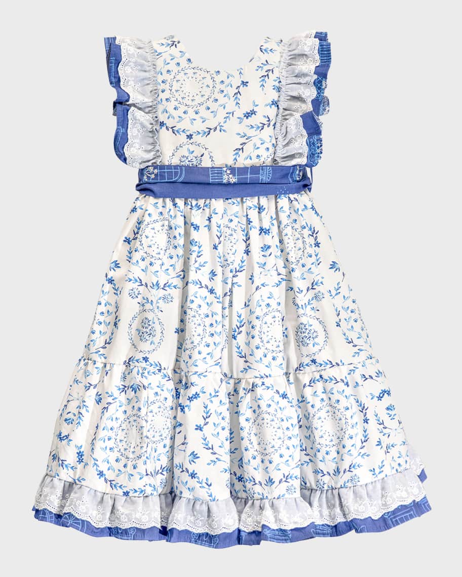 Haute Baby Girl's Matilda Floral-Print Embroidered Dress, Size 3-6 ...