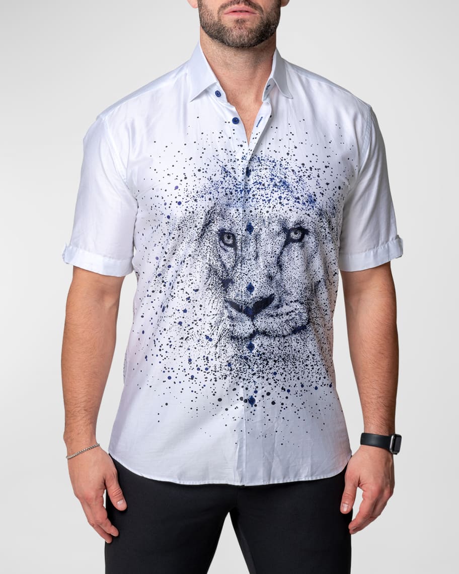 Maceoo Men's Galileo Lion Dissolve Sport Shirt | Neiman Marcus